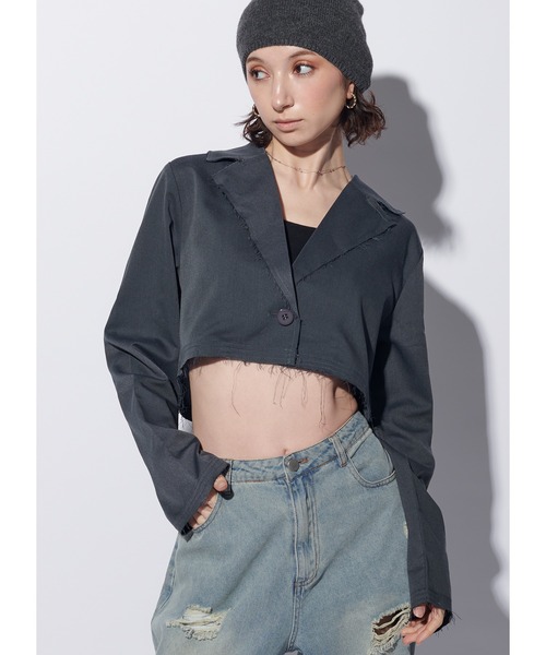 Adoon plain ジャケット テーラードジャケット 「セットアップ可能」カットオフジャケット レディース : ZOZOTOWN Yahoo!店 - 通販 - Yahoo!ショッピング