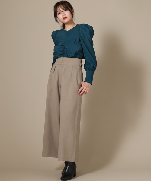 Yahoo!オークション - 「Cheek」 長袖ブラウス MEDIUM ブルー レディー...