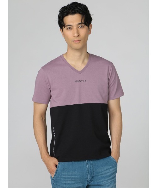 semantic design tシャツ セマンティックデザイン バイカラー切替 Vネック半袖Tシャツ メンズ : ZOZOTOWN Yahoo!店 - 通販 - Yahoo!ショッピング
