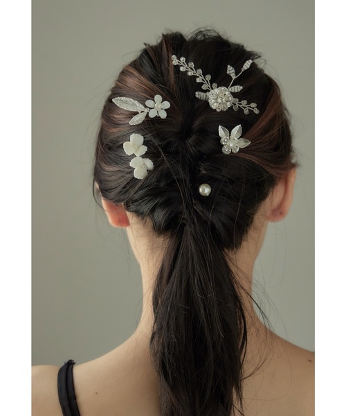 niana ヘアピン フラワーモチーフヘアピン5本セット パール ヘアアクセサリー 結婚式 二次会 お呼ばれ 同窓会 : ZOZOTOWN ...