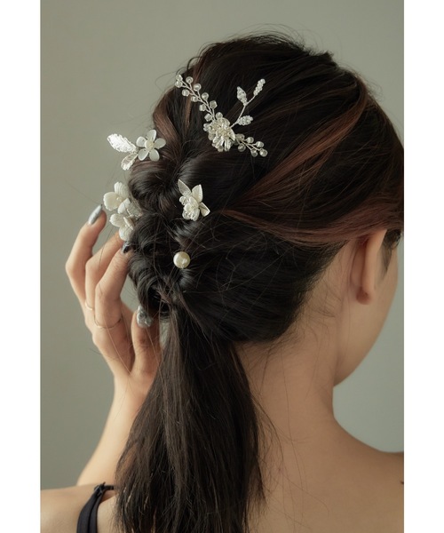 niana（ニアナ） ヘアピン フラワーモチーフヘアピン5本セット パール ヘアアクセサリー 結婚式 二次会 お呼ばれ 同窓会 ...