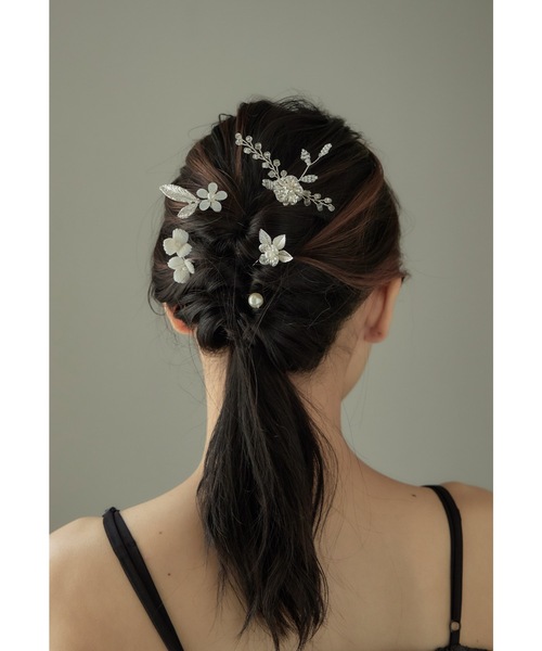 niana（ニアナ） ヘアピン フラワーモチーフヘアピン5本セット パール ヘアアクセサリー 結婚式 二次会 お呼ばれ 同窓会 ...