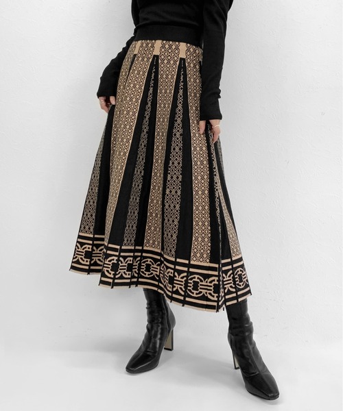 LVEU. スカート レディース 「ZOZOTOWN限定」Chain pattern knit pleated skirt / チェーンパターンニットプリーツスカ : ZOZOTOWN ...