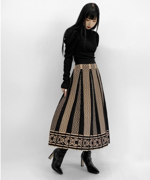 LVEU. スカート レディース 「ZOZOTOWN限定」Chain pattern knit pleated skirt / チェーンパターンニットプリーツスカ : ZOZOTOWN ...