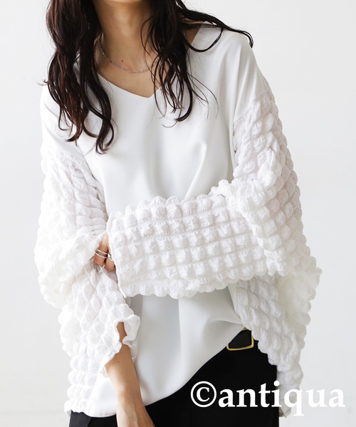 antiqua 「antiqua」 「patterntorso」7分袖ブラウス FREE ホワイト レディース : ZOZOTOWN Yahoo!店 - 通販 - Yahoo!ショッピング