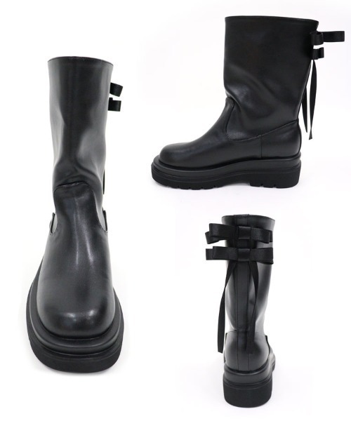 DONOBAN（ドノバン） ブーツ バックリボンミドルブーツ レディース