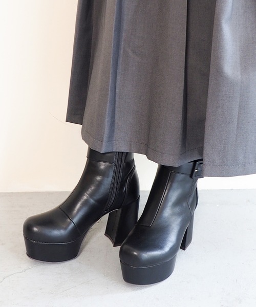 byあしながおじさん ブーツ 厚底チャンキーヒールブーツ 8710541
