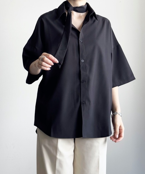 COMMON WARE ブラウス シャツ COMMONWARE:ポリストレッチネクタイシャツS/S レディース メンズ : ZOZOTOWN Yahoo!店 - 通販 - Yahoo!ショッピング