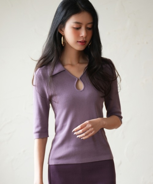 SAISON DE PAPILLON ニット セーター 「接触冷感」ポロネック五分袖ニットプルオーバー レディース : ZOZOTOWN Yahoo!店 - 通販 - Yahoo!ショッピング