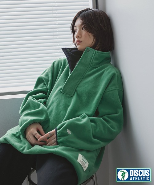 DISCUS ATHLETIC トレーナー スウェット ATHLETIC/ディスカス アスレチック 配色パイピングハーフジップフリースプルオーバー レディース : ZOZOTOWN Yahoo ...