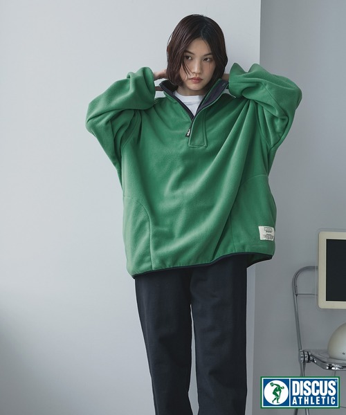 DISCUS ATHLETIC トレーナー スウェット ATHLETIC/ディスカス アスレチック 配色パイピングハーフジップフリースプルオーバー レディース : ZOZOTOWN Yahoo ...
