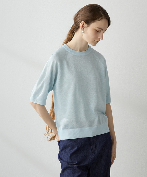 Yahoo!オークション - 「LE SOUK HOLIDAY」 半袖ニット L オフホワイト...