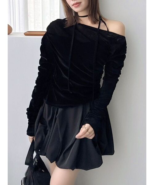 dazzlin tシャツ アシメギャザーシアーベロアカットソー レディース : ZOZOTOWN Yahoo!店 - 通販 - Yahoo!ショッピング