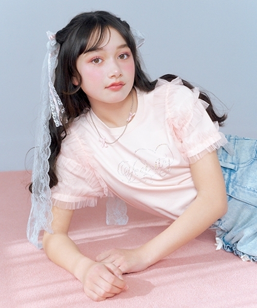 mezzo piano Junior tシャツ Tシャツ 袖チュールフリル半袖Tシャツ キッズ : ZOZOTOWN Yahoo!店 - 通販 - Yahoo!ショッピング