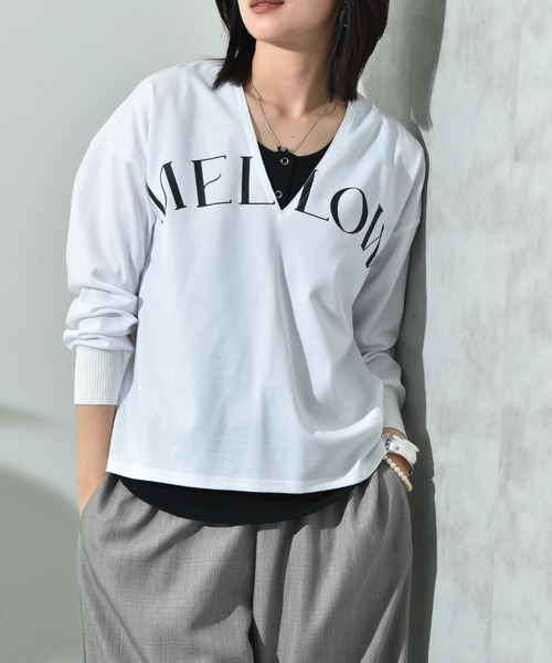 INTERPLANET tシャツ ポンチローマ深Vロゴプリントプルオーバー レディース : ZOZOTOWN Yahoo!店 - 通販 - Yahoo!ショッピング