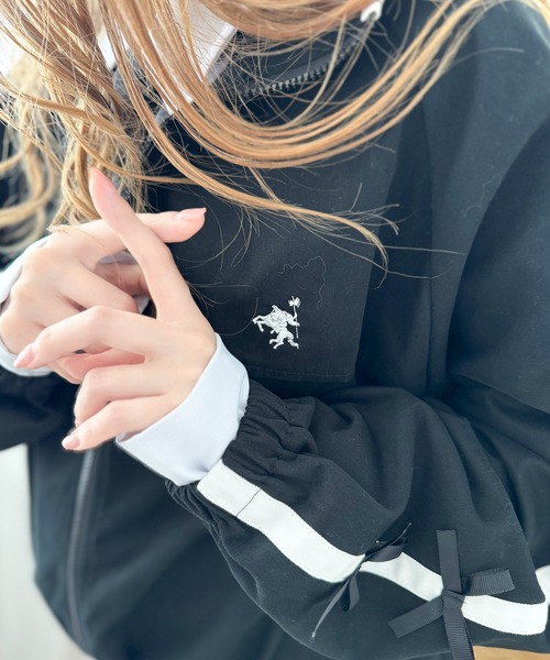 classicalelf ブルゾン アウター 袖のリボンで甘さをプラス。綿100％胸刺繍入りトラックジャケット レディース : ZOZOTOWN Yahoo!店 - 通販 - Yahoo!ショッピング