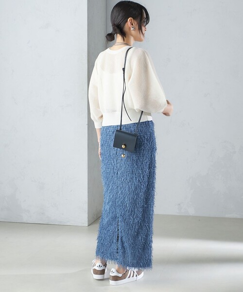 SHIPS（シップス） スカート 「WEB限定」「手洗い可能」フリンジ ラメ