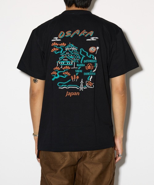 シジュウナナ tシャツ Tシャツ 「 47 / 」 大阪 マップ 半袖 観光地 刺繍風 OSAKA MAP Tee(4) WEE レディース ...