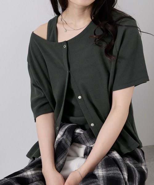 nui nullu tシャツ 「nui nullu」2WAYテレコリブタンクトップ＆半袖カーディガン セット レディース : ZOZOTOWN Yahoo!店 - 通販 - Yahoo!ショッピング