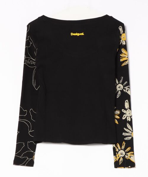 Desigual（デシグアル） tシャツ 花柄 リブ編みTシャツ レディース