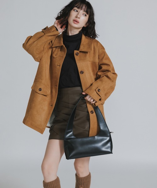 AO2 ステンカラーコート コート Suede-like Basic Stand Collar Coat / スウェードライク バルマカン ...