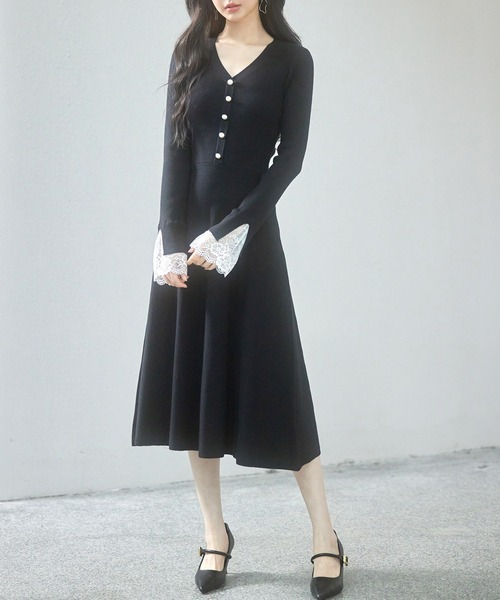 SAISON DE PAPILLON 「SAISON PAPILLON」 ニットワンピース M ブラック レディース : ZOZOTOWN Yahoo!店 - 通販 - Yahoo!ショッピング