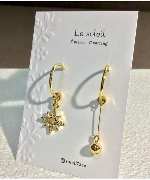 TONE ピアス 「Le soleil」アシンメトリー スターチャームピアス(MA) レディース : ZOZOTOWN Yahoo!店 - 通販 - Yahoo!ショッピング
