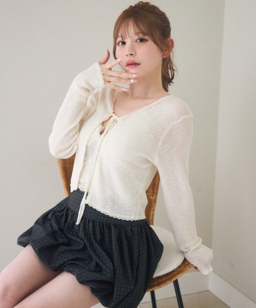 TITTY＆CO. カーディガン シアーリボンカーディガン レディース : ZOZOTOWN Yahoo!店 - 通販 - Yahoo!ショッピング