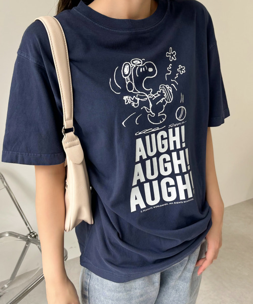SNOOPY（スヌーピー） tシャツ 「PEANUTS/SNOOPY」別注 ピーナッツ 「AUGH！」ヴィンテージ風Tシャツ レディース ...