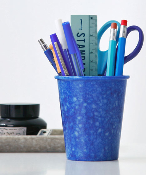 HIGHTIDE（ハイタイド） 文房具 Marbled Melamine Pen stand マーブル メラミン ペンスタンド （ペン立て ...