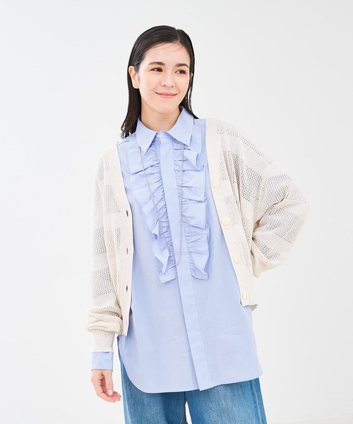 collex カーディガン レーシーボーダーVネックカーディガン レディース : ZOZOTOWN Yahoo!店 - 通販 - Yahoo!ショッピング