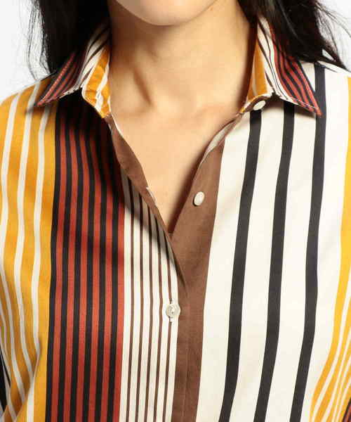 NARACAMICIE（ナラカミーチェ） シャツ ブラウス ランダムストライプ七
