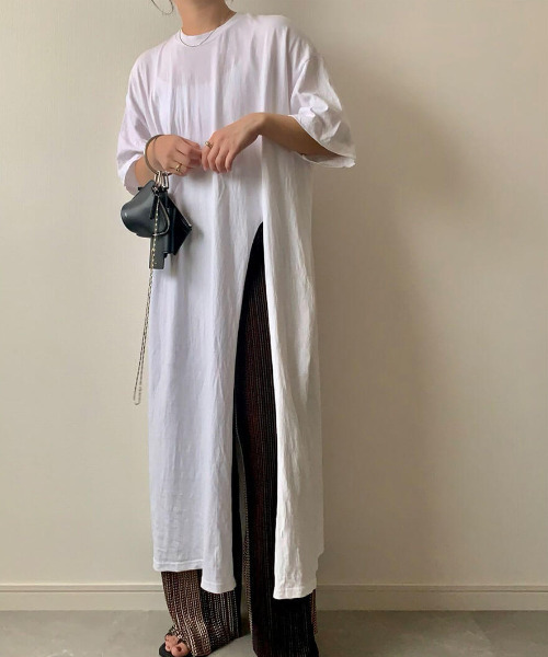 I-SOOK（アイスー） ワンピース Slit T-shirt one-piece / スリットTシャツワンピース（mi select ...