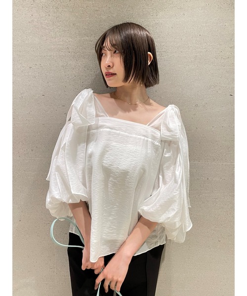 Yahoo!オークション - 「SNIDEL」 7分袖ブラウス FREE ブラウン レディ...