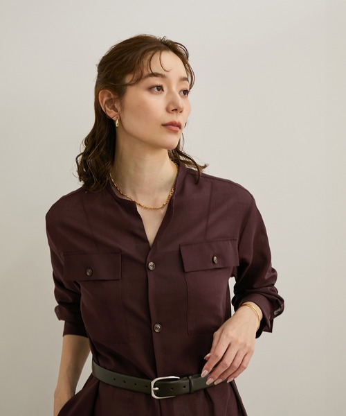 ROPE'（ロペ） シャツワンピース 「洗える」サファリシャツドレス