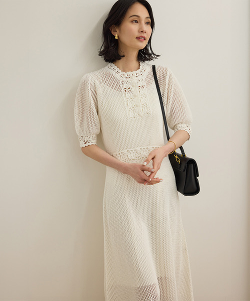 ROPE'（ロペ） ワンピース クロシェニットワンピース/洗える