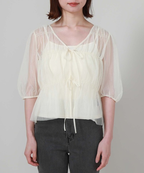 Yahoo!オークション - 「archives」 半袖ブラウス MEDIUM グリーン レ...