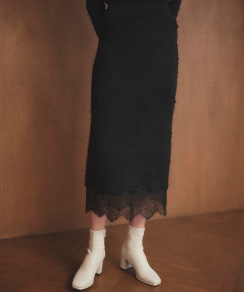 LANTINAM スカート Lace Docking Knit Skirt-レースドッキングニットスカート : ZOZOTOWN Yahoo!店 - 通販 - Yahoo!ショッピング