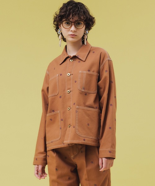 UNIVERSAL OVERALL カバーオール FLOWER EMBROIDERY COVERALLfeat.UNIVERSALOVERALL レディース メンズ : ZOZOTOWN ...