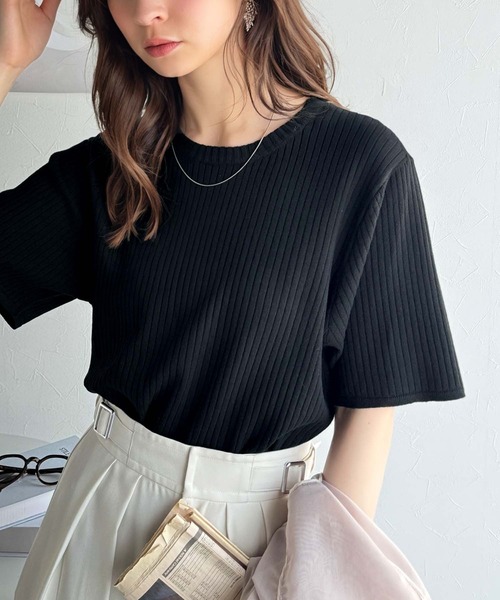 classicalelf（クラシカルエルフ） tシャツ 着映えトップス。シンプルライトリブニット(半袖）(長袖） レディース : ZOZOTOWN Yahoo!店 - 通販 - Yahoo ...