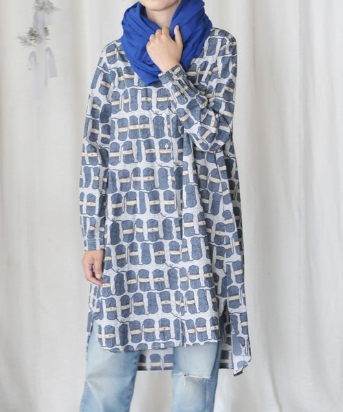 Yahoo!オークション - 「CALINER」 長袖ワンピース M ブルー レディー...