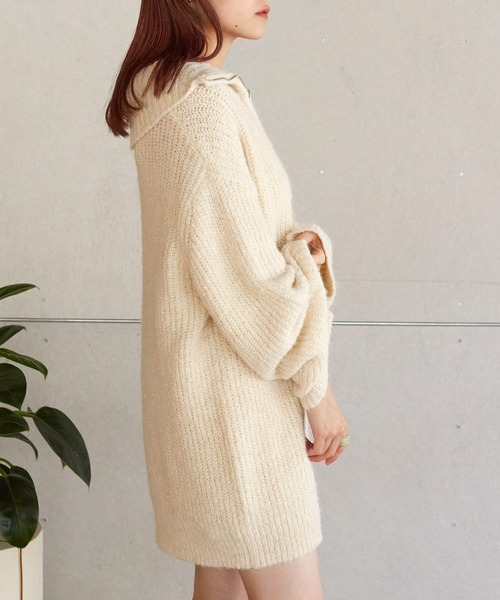 Yahoo!オークション - 「w closet」 長袖ニット FREE オフホワイト レ...