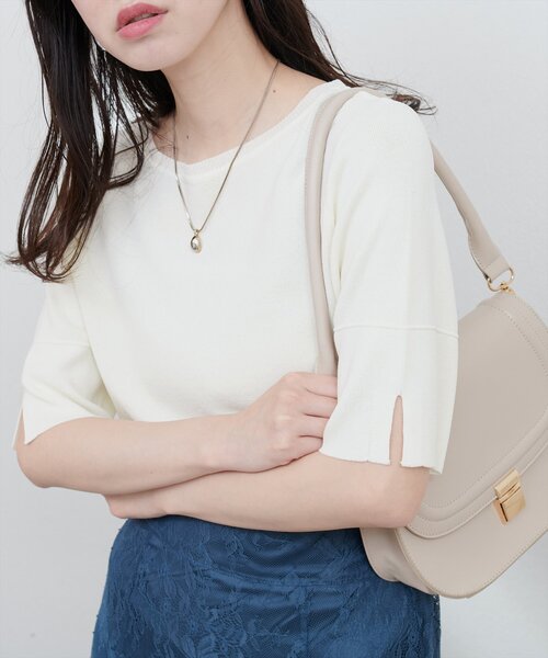 natural couture 「natural couture」 7分袖ニット FREE オフホワイト レディース : ZOZOTOWN ...