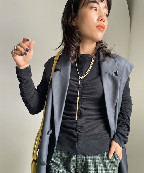 Ameri（アメリ） tシャツ GATHER TIGHT CUT TOP レディース : ZOZOTOWN Yahoo!店 - 通販 - Yahoo!ショッピング