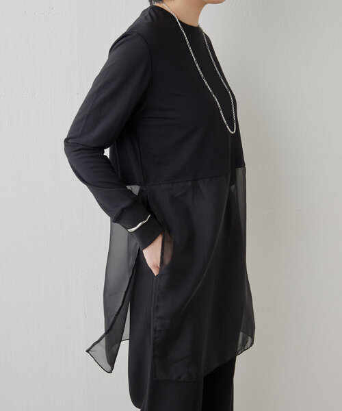 ear PAPILLONNER tシャツ シアー切替えチュニック「SUM1 STYLE（スミ スタイル)」 レディース : ZOZOTOWN Yahoo!店 - 通販 - Yahoo!ショッピング
