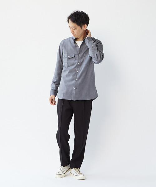 MEN'S MELROSE シャツ ラナテックパターンワンピースカラーシャツ
