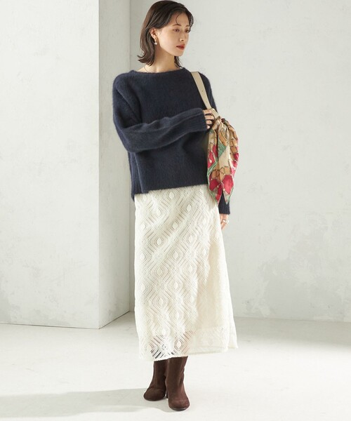 SHIPS（シップス） スカート 「手洗い可能」ラッセル レース ウエスト