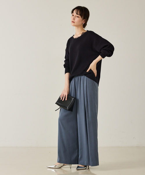 qualite（カリテ） パンツ ピーチサテンフレアーパンツ/秋服/冬服