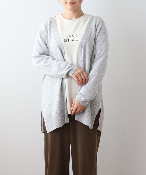 MB mint breeze カーディガン 「L〜6L 大きいサイズ」「ウォッシャブル」異素材切替えロングカーディガン レディース : ZOZOTOWN Yahoo!店 - 通販 ...