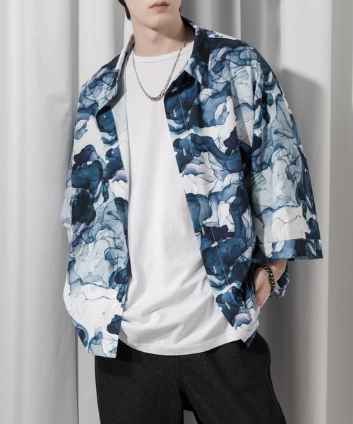 Adoon plain シャツ 「Adoon plain」マーブルパターンシャツ メンズ : ZOZOTOWN Yahoo!店 - 通販 - Yahoo!ショッピング